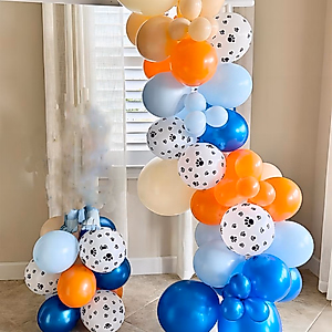 12 Inch 60 Pcs Blue and Orange Latex Balloons Kit Dark Light Blue Orange Wedding Party Decorations Basketball Birthday Bridal Baby Shower Decor Supplies Kids Boys Girls