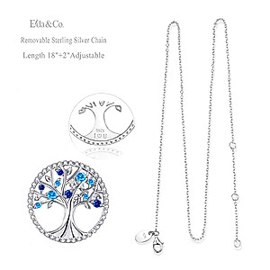 Tree of Life Jewelry for Wife Mom Birthday Gifts September Birthstone Blue Sapphire Necklace Jewelry Her Sterling Silver Necklace