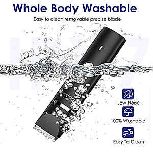 Brightup Electric Razor Trimmer for Men - 4 Replaceable Blade Heads & Storage Bag - IPX7 Waterproof Wet/Dry Pubic Ball Nose Body Hair Facial Shaver with LED Light - Ideal Mens Gifts, YP-7017