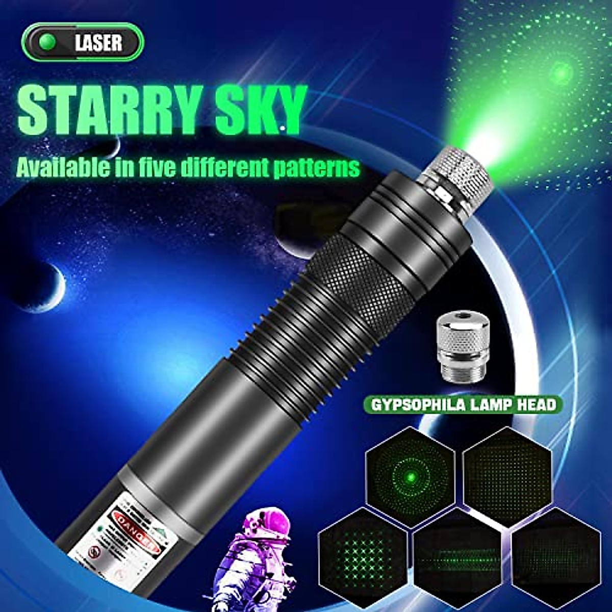 FUOOX Green Laser Pointer High Power Tactical Flashlights, Long Range 20000 Feet Powerful Flashlight with Laser Pointer, USB Rechargeable Laser Pointer for Presentations
