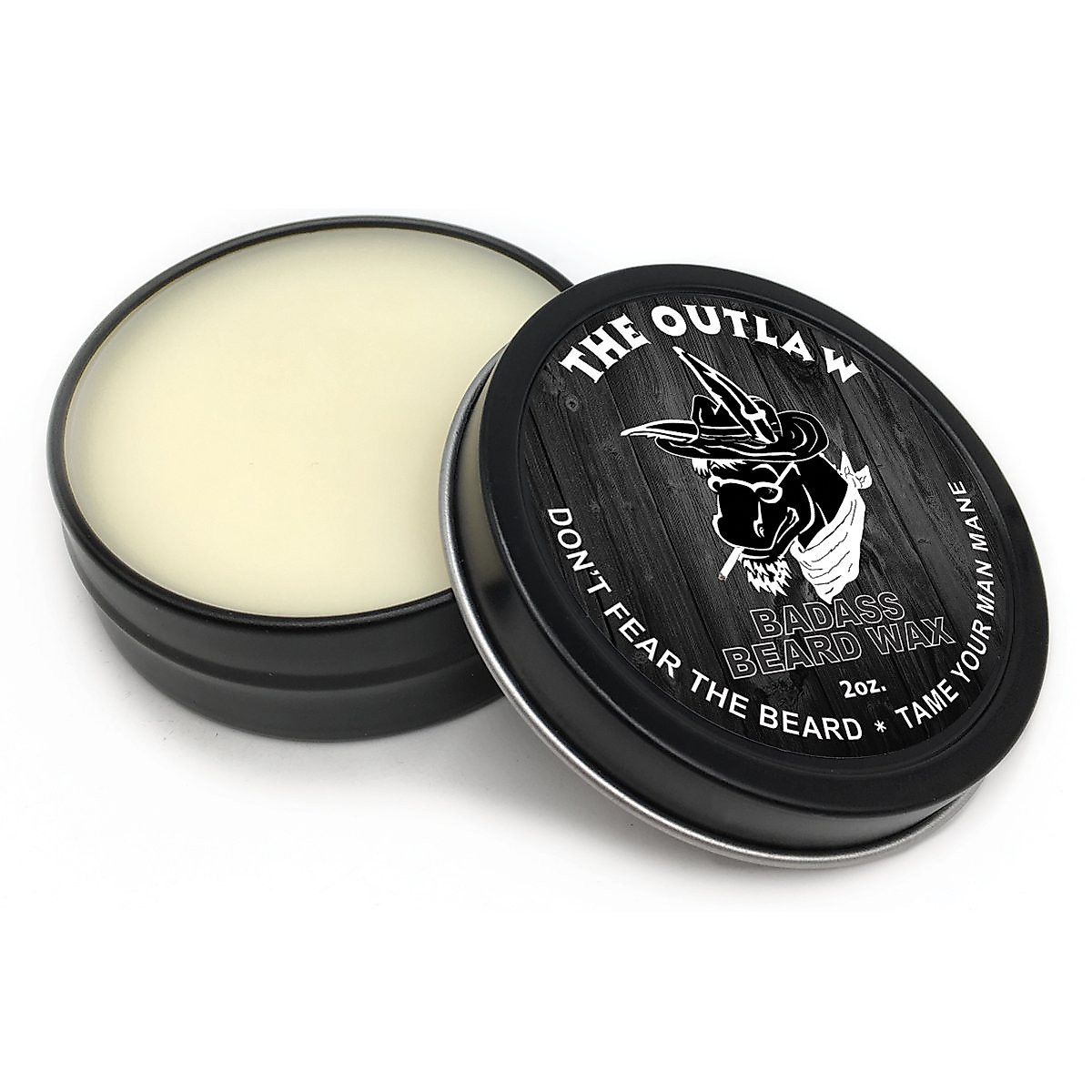 Badass Beard Care Beard Wax For Men - The Outlaw Scent, 2 oz - Softens Beard Hair, Leaves Your Beard Looking and Feeling More Dense