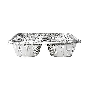 Restaurantware Pastry Tek 9.5 x 6.5 x 1.5 Inch Muffin Tins 25 Disposable Cupcake Pans - 6 Cavities Standard Size Silver Aluminum Baking Pans Durable For Baking Cupcakes Muffins or Mini Pies