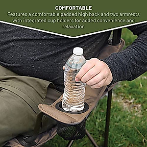 TIMBER RIDGE 2 Person Folding Loveseat Comfortable Double Foldable Camping Chair Folding Lawn Chairs for Outside, Earth Brown