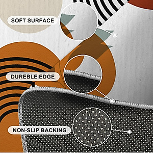 JELAIXO Mid-Century Modern Geometric Bedroom Rug, Abstract Lines Living Room Rug, Printed Fade Resistant Ultra Soft Foldable Washable Rug for Teen Kids Family Dining Room 6ftx8ft