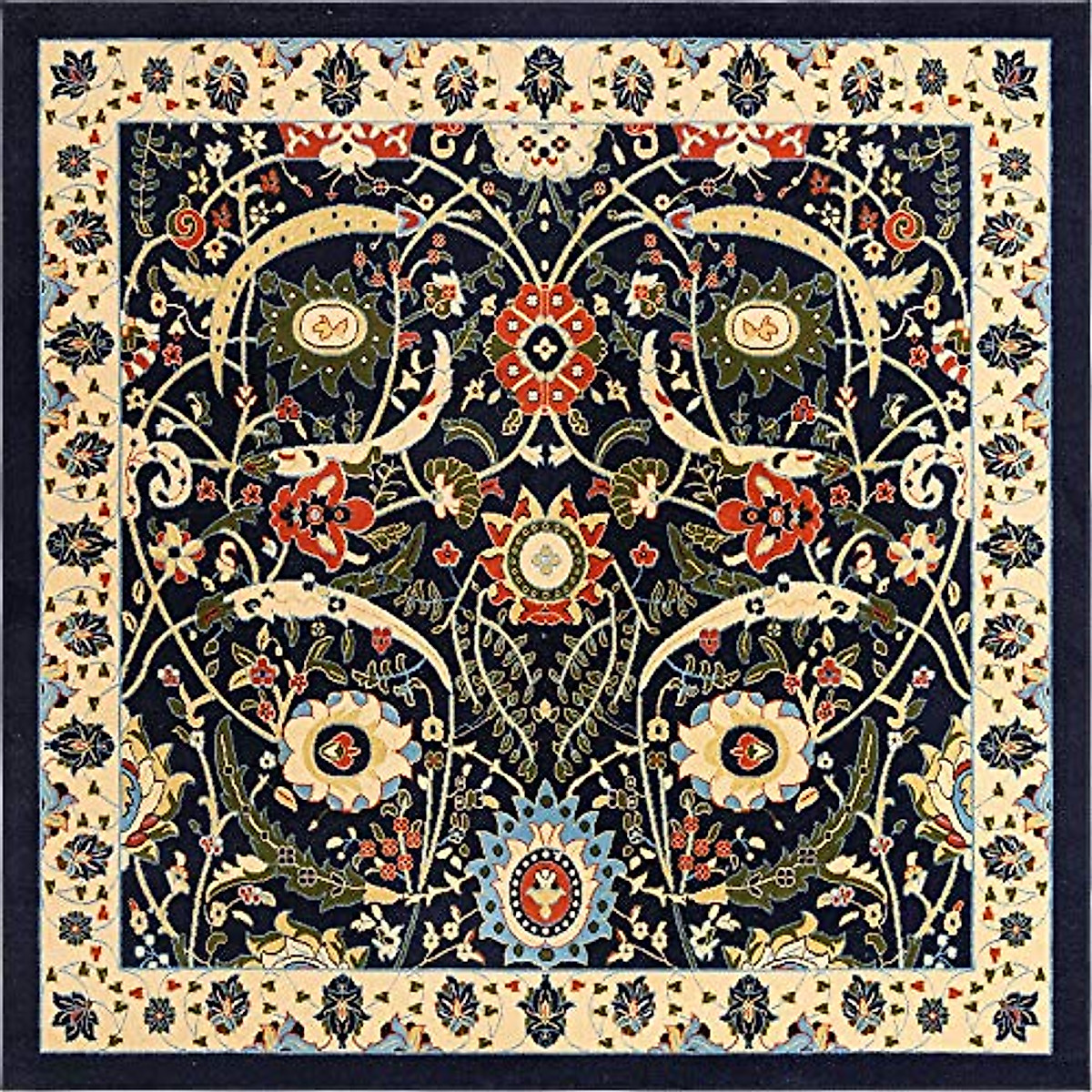 Unique Loom Espahan Collection Area Rug - Cape Cod (7' 10" Square, Navy Blue/ Black)