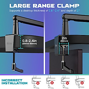 FIFINE Microphone Boom Arm, Low Profile Adjustable Stick Microphone Arm Stand with Desk Mount Clamp, Screw Adapter, Cable Management, for Podcast Streaming Gaming Studio-BM88
