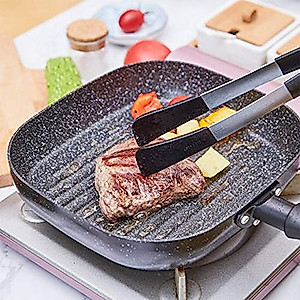 9in Aluminum Non-Stick Square Grill Pan Steak Fry Pans Multi-Function Snowflake Striped Frying Pan