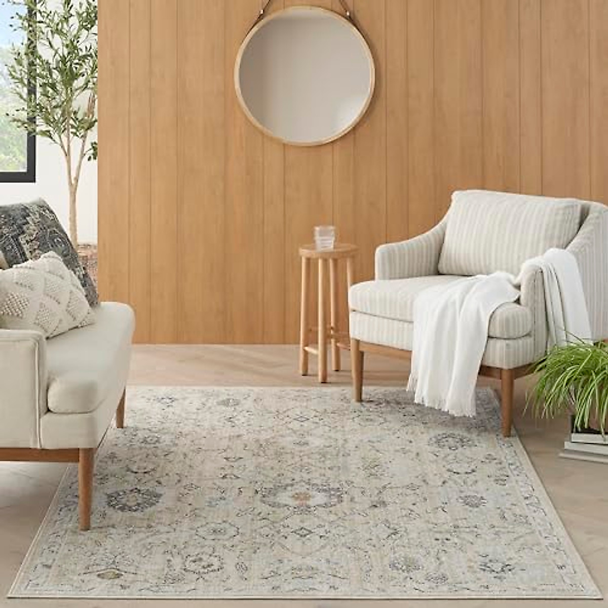 Nourison Oushak Home Traditional Cream 4'1" x 5'11" Area -Rug, Easy -Cleaning, Non Shedding, Bed Room, Living Room, Dining Room, Kitchen (4x6)