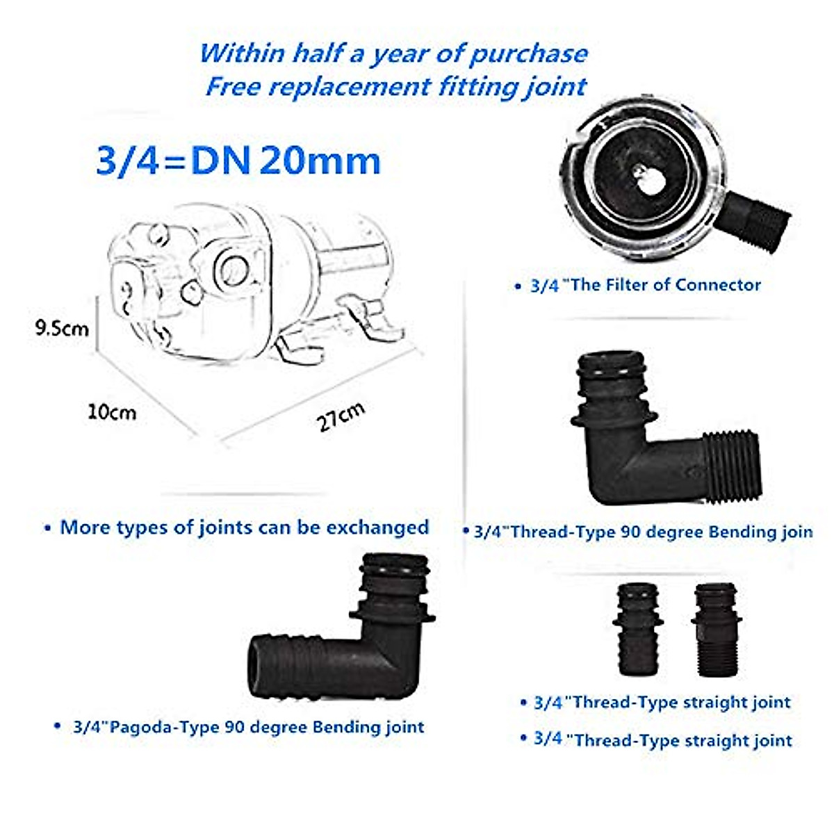 MAXECO-110V 40PSI Water Diaphragm Pump Self Priming 4.5GPM 17LPM-Water Pressure Booster Pump Sprayer for Home/Misting/Caravan/RV/Boat/Marine
