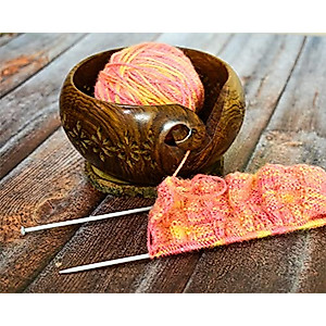 Ajuny Handmade Large Wooden Yarn Bowl Wool Ball Holder with Elegant Design Gifts