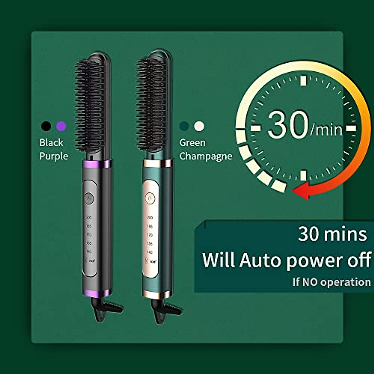 MEIYIXIN Ionic Hair Straightener Brush, Hair Straightener Comb with 5 Temperature Settings, Negative Ions Straightener Comb for Women, Fast Heating & Anti-Scald C903 (Black Purple)