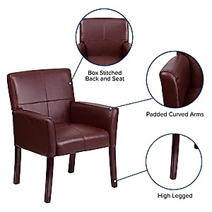 Flash Furniture Taylor Burgundy LeatherSoft Executive Side Reception Chair with Mahogany Legs