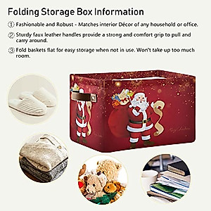 Nander 1PCS Santa Claus Large Storage Basket,Foldable Storage Bin Waterproof Laundry Basket with Handle for Home Closet & Office Christmas Decoration