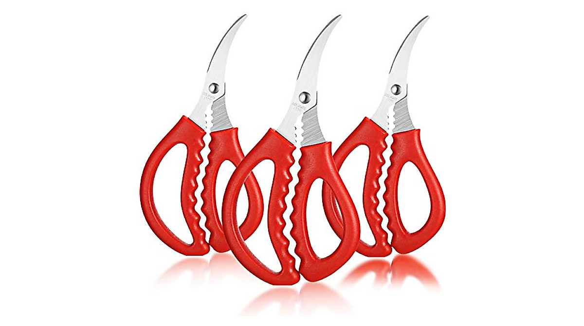 Durable Kitchen Seafood Scissors - 3 Pack Red Shears