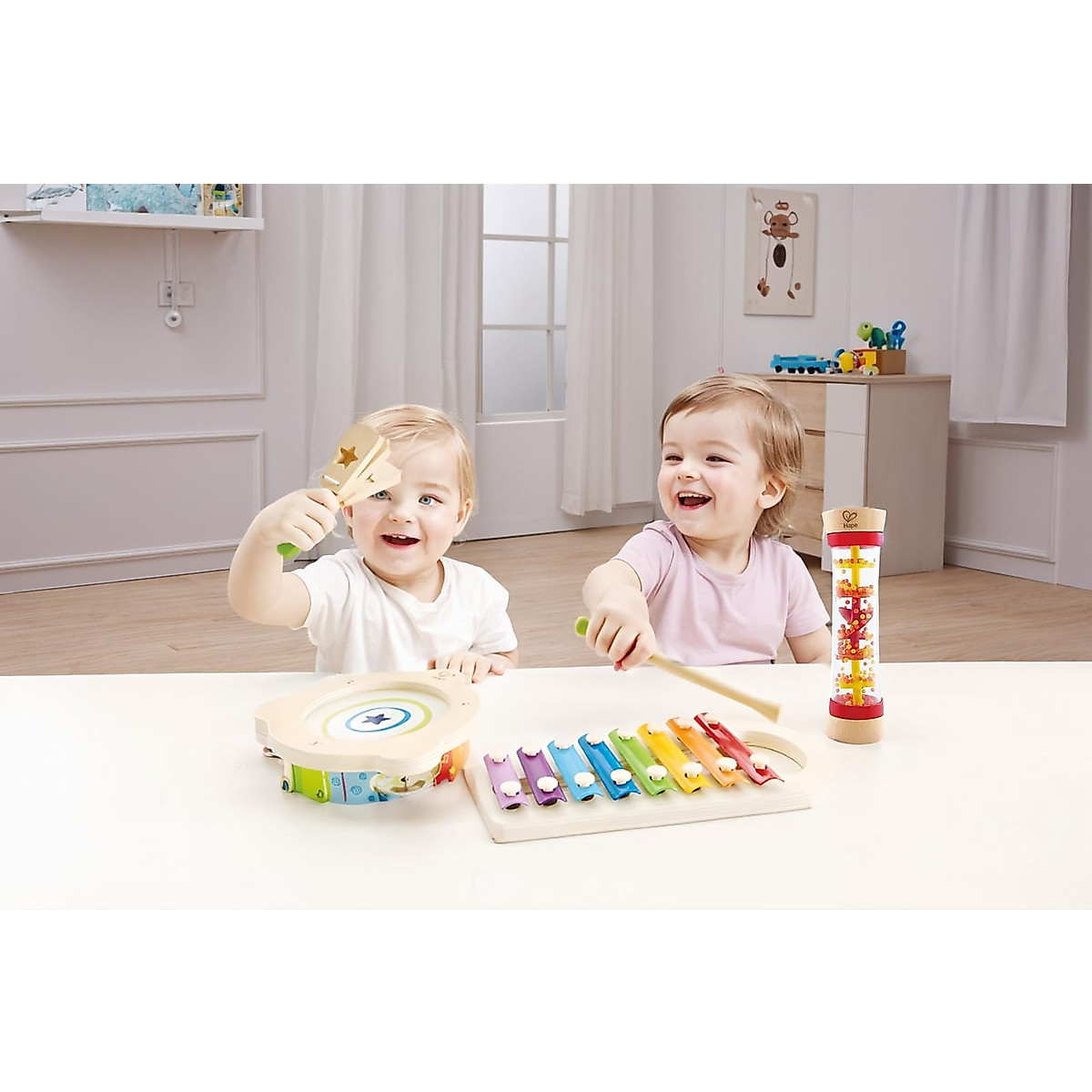 Hape Toddler Beat Box Set, Wooden Music Toy Set E8148
