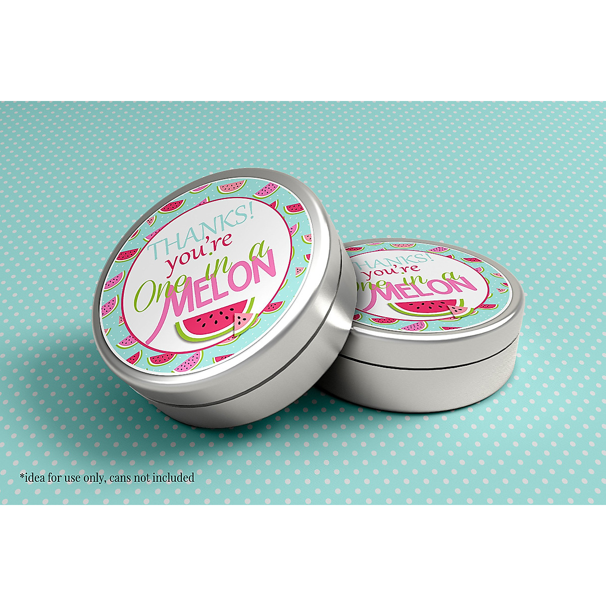 One in A Melon Thank You Sticker Labels, 40 2" Party Circle Stickers by AmandaCreation, Great for Party Favors, Envelope Seals & Goodie Bags