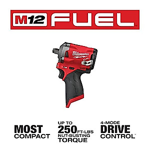 Milwaukee M12 FUEL 12V Lithium-Ion Brushless Cordless Stubby 1/2 in. Impact Wrench (Tool-Only) + Accessory