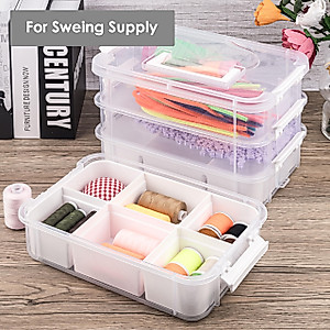 CraftGenes Plastic Storage Bins – 4-Layer Durable Storage Containers for Arts and Crafts Supplies with 2 Removable Trays for Seasonal Decor, Tool, Office Supplies, Art, Craft Supplies, Sewing Utility