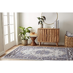Home Dynamix Premium Sakarya Traditional Medallion Border Area Rug, Silver, 3'7"x5'2" Rectangle