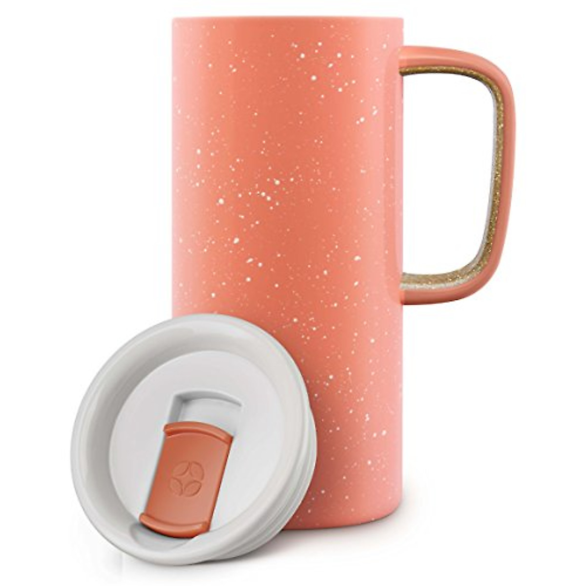 Ello Campy Vacuum Insulated Travel Mug with Leak-Proof Slider Lid and Comfy Carry Handle, Perfect for Coffee or Tea, BPA Free, Georgia Peach, 18oz