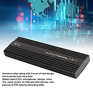 SSD Enclosure, SSD Case Dual Protocol Easy to Install for PC