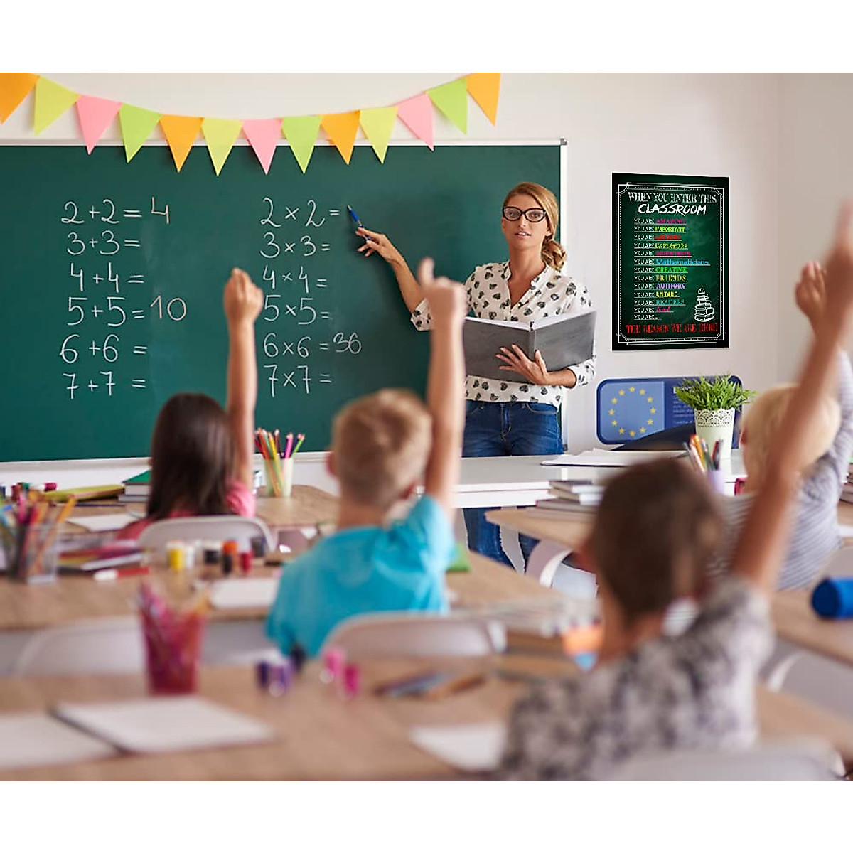 XJF Classroom Rules Poster,12" x 18" Motivational Classroom Poster,Back to School Classroom Decorations,When You Enter This Classroom Poster,Motivational Poster for Kindergarten,Elementary,High School