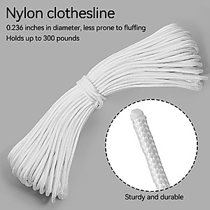Outdoor Clothesline Kits,Include 150 Ft Nylon Clothes Line,Clothesline Pulley Clotheslines S Separator Spreader, Clothesline Tightener, Hook and Clothespins