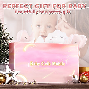 FEISIKE Baby Crib Mobile for Girls with 3 Modes Digital Musical Box（Turn Only, Music Only, Turn & Music), Volume Control, 12 Lullabies, Pink, Nursery Toys for Newborn Ages 0 and Older, Knob Type