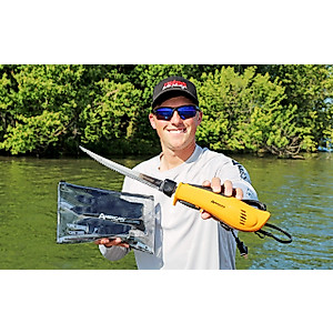 American Angler PRO Professional Grade Electric Fillet Knife Sportsmen's Kit – 110 Volt High Performance Ergonomic Motorized Handset with Five Kinds of Stainless Steel Blades, 32352DS