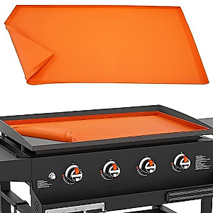 KALTEK 36" Silicone Griddle Mat, Upgrade Full-Edge Griddle Top Covers for Blackstone 36 Inch, All Season Cooking Protective Cover, Protect Griddle from Rodents, Insects, Debris and Rust (Orange)