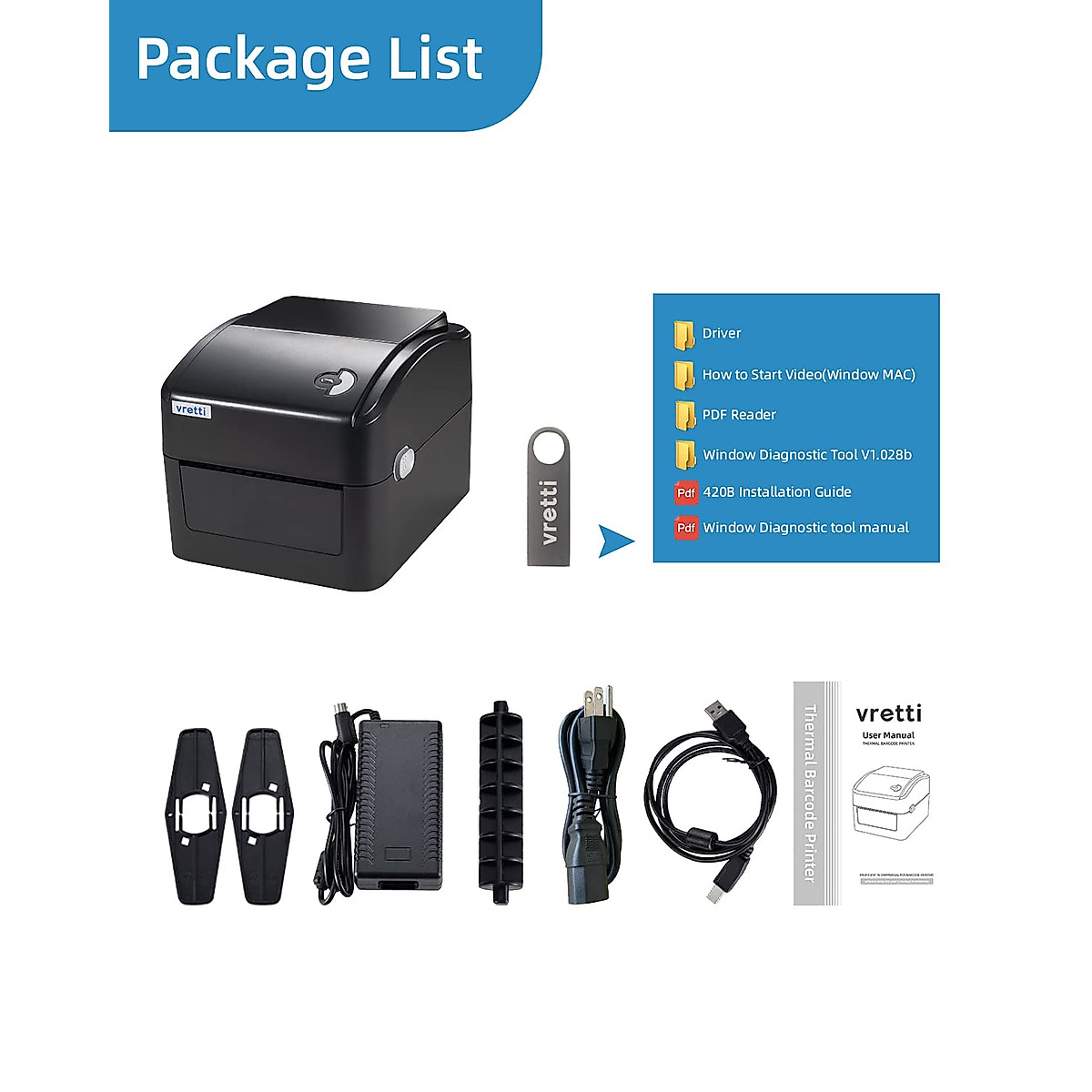 vretti Wi-Fi Thermal Label Printer, Wireless Shipping Label Printer for Small Business & Package, 4x6 Label Printer Compatible with Etsy, Ebay, Amazon, Shopify, USPS and More