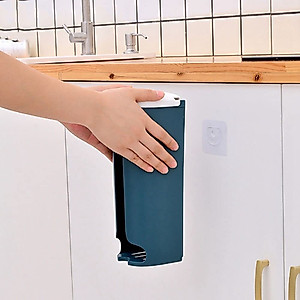 Plastic Bag Holder,Kitchen Trash Bag Dispenser Roll Holder,Grocery Bags Wall Mount Storage,Easy Hanging Over Cabinet Door Under Sink Bag Saver(blue)