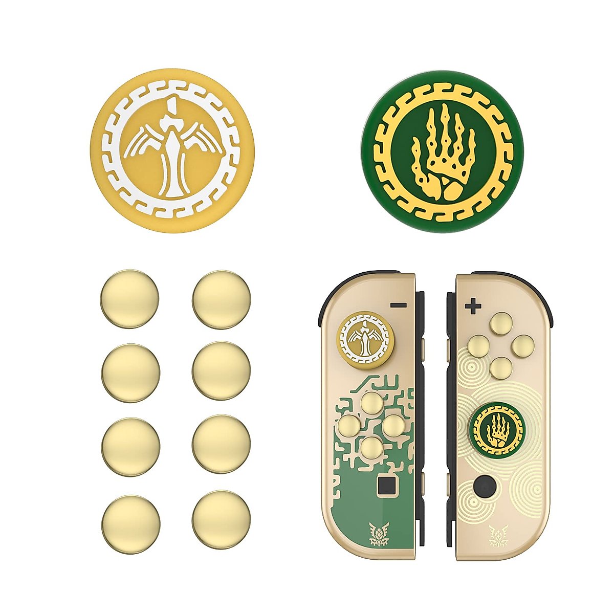 Switch Button Caps, Switch OLED Thumb Grip Caps and Switch Dpad Caps - Yellow Green