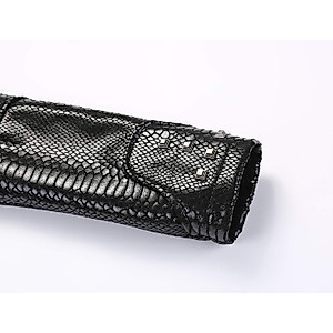 chouyatou Women's Fashion Snake Pattern Print Studded Moto Pu Leather Biker Jacket (X-Small, Black)