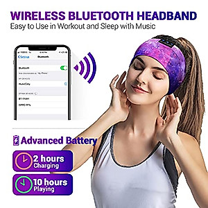 LC-dolida Bluetooth Headband Headphones, Starry Music Cozy Band Wireless Sleeping Headband Sleep Headphone Bluetooth Headband with Thin Speaker Microphone Handsfree Best Gift Ideas Perfect for Sports