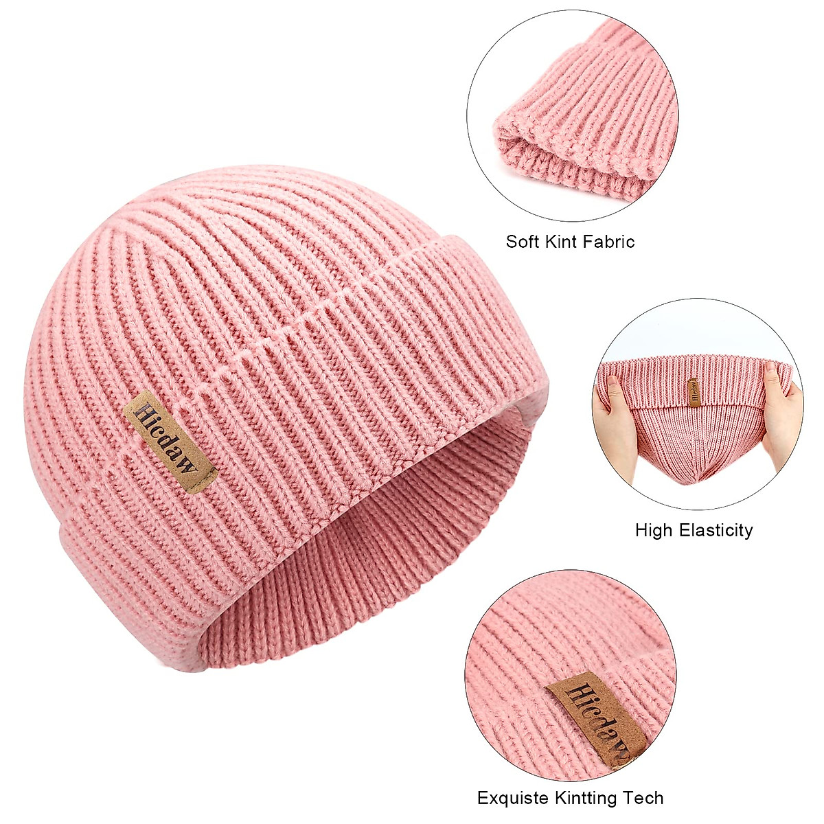 Hicdaw 3PCS Kids Winter Hat Glove Scarf Sets, Toddler Gloves Neck Warmer Baby Winter Hat Toddler Gloves Scarf Set for Boys Girls, Pink