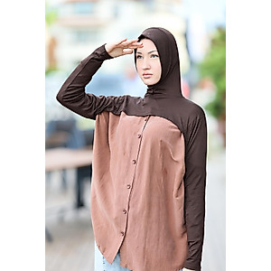 para life Hijab With Shrug-Arm Sleeve With Hijab-Hijab&Armsleeve|Shrugs For Women-Arm Sleeve|Arm Sleeves For Women-Hijab Undercap (Hijab With Shrug, Brown)