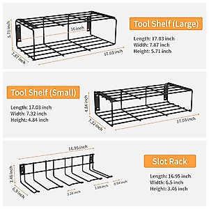 VZINO 2 Sets Power Tool Organizer for Tool Storage, Drill Holder Wall Mount with Screwdriver Holder, Heavy Duty Garage Tool Organizers and Storage, Utility Tool Shelf Rack for Grinder, Tool Box
