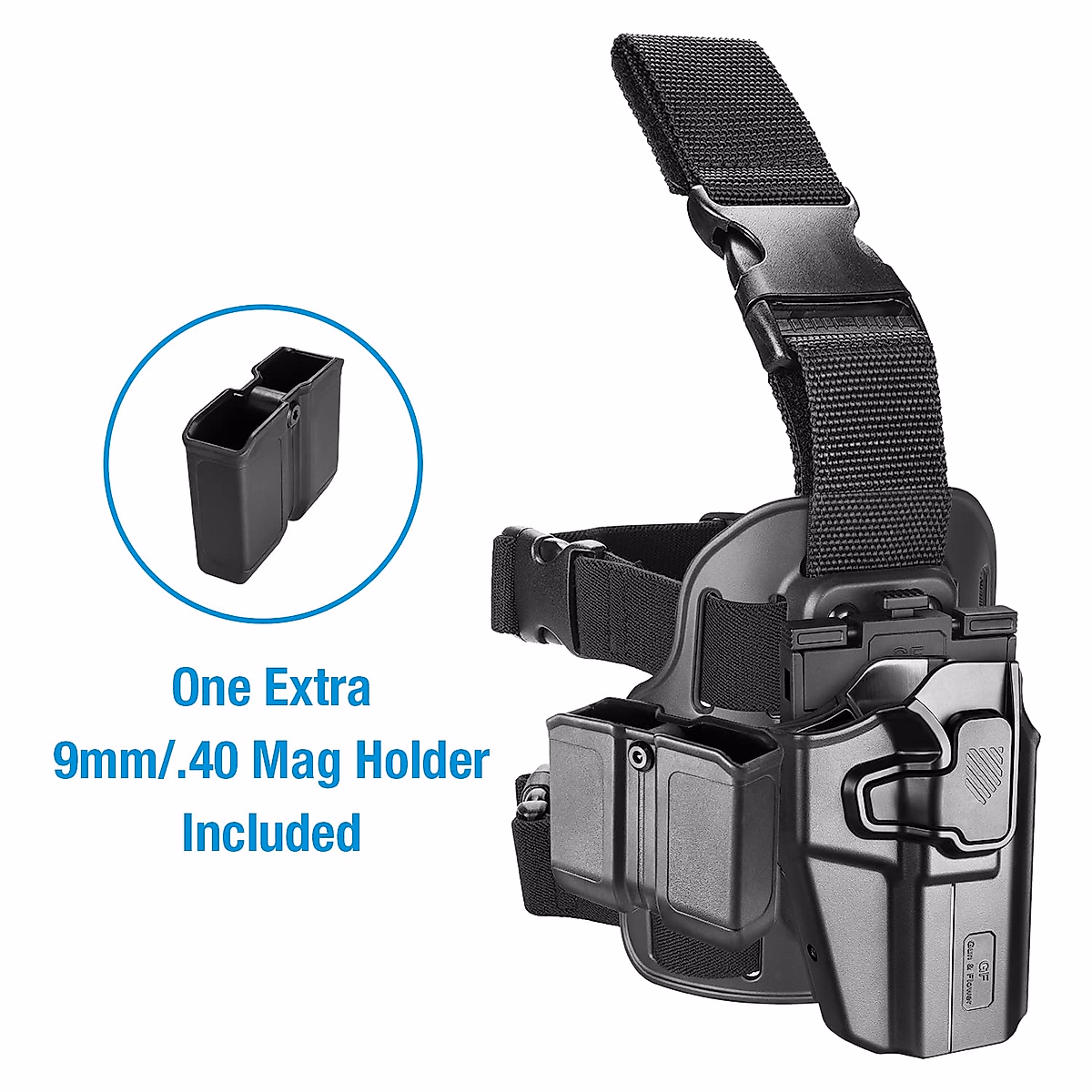 Level II Tactical Drop Leg Holster, Universal Leg Holster Fits 100+ Pistols, Thigh Holster for Glock 17 19,Beretta 92FS,S&W M&P 9mm/.40, Sig P320 P220,XD Series, Fit Most Full&Compact Size Pistols