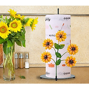 Sunflower Paper Towel Holder Countertop Black Paper Towel Holder Stand Kitchen Paper Towels Holder Papertowel Holder Standing Paper Towel Holder Weighted Paper Towel Holder without Paper Towel