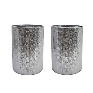 Christopher Knight Home Kaylee Modern Round Hammered Iron Accent Table (2 Pack) -Silver 16 in x 16 in x 22.25 in