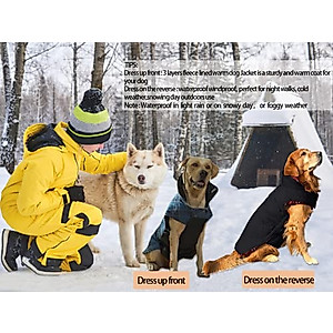 Caslfuca Dog Winter Coat, Winter Dog Extra Warm Coats Dog Fleece Jackets Dog Clothes, Windproof Waterproof Dog Cold Weather Coats for Small Medium Large Dogs and Puppy Apparel