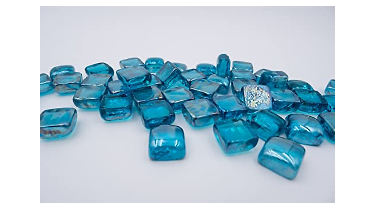 AKOYA 10-Pound Fire Glass Cubes - Caribbean Blue