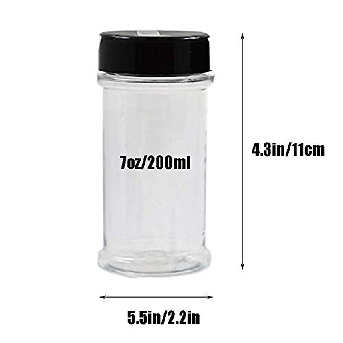 16 Pack 7oz Clear Plastic Spice Jars Storage Container Bottle Containers with Black Cap Perfect for Storing Spice,Herbs and Powders(Provide chalkboard labels,Chalk Marker)