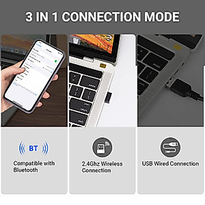 Tera Pro Wireless 2D QR Barcode Scanner with Stand, 3 in 1 Bluetooth & 2.4GHz Wireless & USB Wired Connection, Image Bar Code Reader with Vibration Alert HW0002 Grey