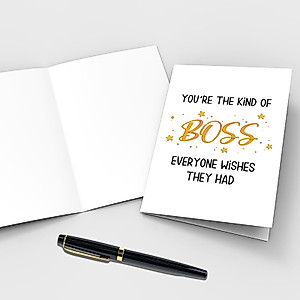 Qiliji Boss Day Card for Men Women, Birthday Card for Boss Manager, Boss Appreciation Card, Amazing Boss Birthday Card, You're The Boss Everyone Wishes They Had