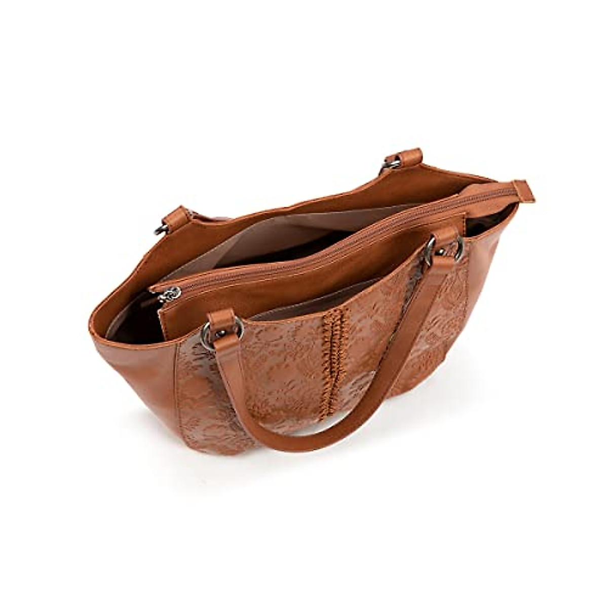 The Sak Womens Bolinas Leather Satchel, Tobacco Floral Embossed, One Size US