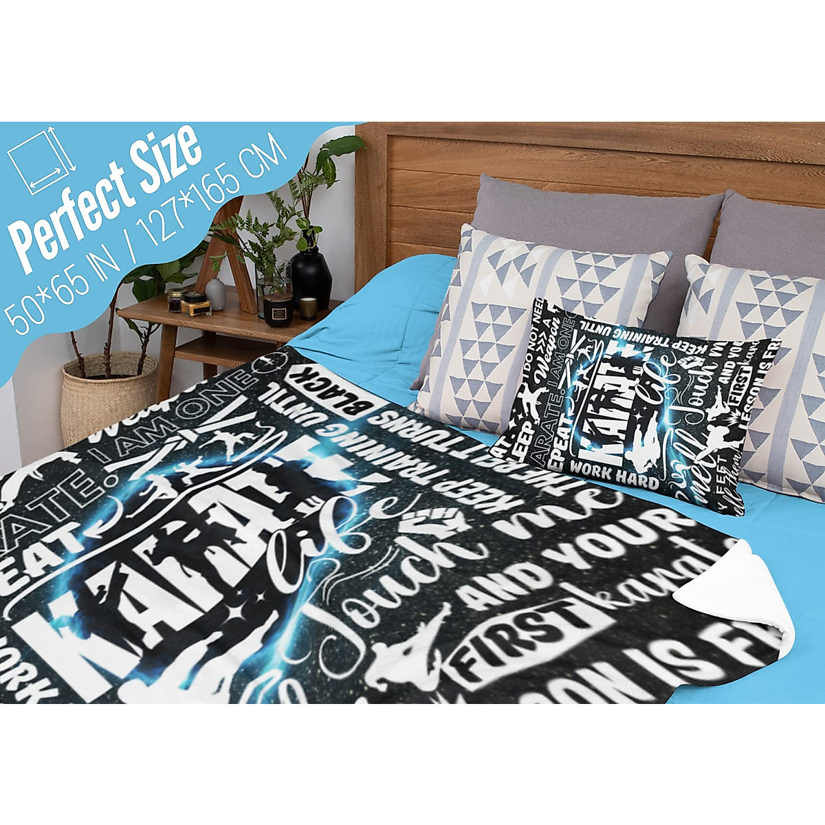 InnoBeta Karate Gifts, Karate Blanket, Gifts for Karate Lovers, Teens, Boys, Friends, Flannel Throw Blanket, 50x65 Inches