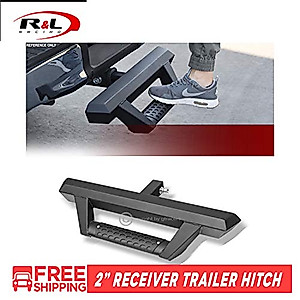 R&L Racing Universal Matte Black Trailer Hitch Hoop Style Drop Down Step Bar for 2" Receiver