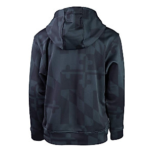 Covalent Activewear Maryland Flag Souvenir YOUTH Gift Hoody with Front Kangaroo Pockets and Hidden Media Player Pocket Graphite/Black